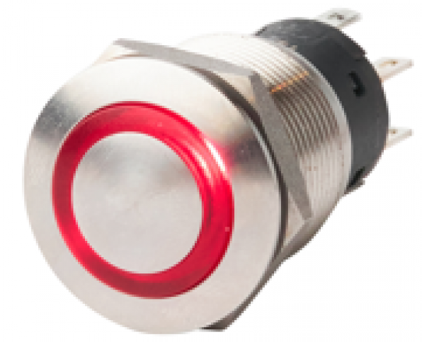 Schakelaar met LED - Rood - 5A - 12/28V - IP67 - Aan-aan drukschakelaar ...