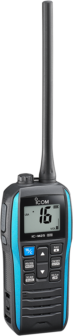 Icom M25 EVO Handmarifoon - Blauw - USB oplaadbaar George Kniest