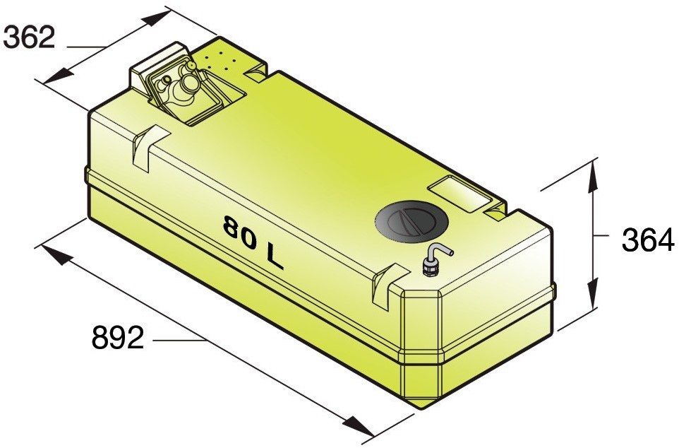 VETUS 80 liter drinkwatertank incl. aansluitingen en inspectiedeksel ...